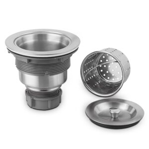 Serene Valley 3-1/2-inch Kitchen Sink Strainer Assembly, 304 Premium Stainless Steel Construction with Removable Deep Waste Basket and Sealing Lid