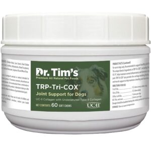 dr. tim's tri-cox joint mobility chews for chronic joint pain or joint injuries, 60 ct., green (tricox60)