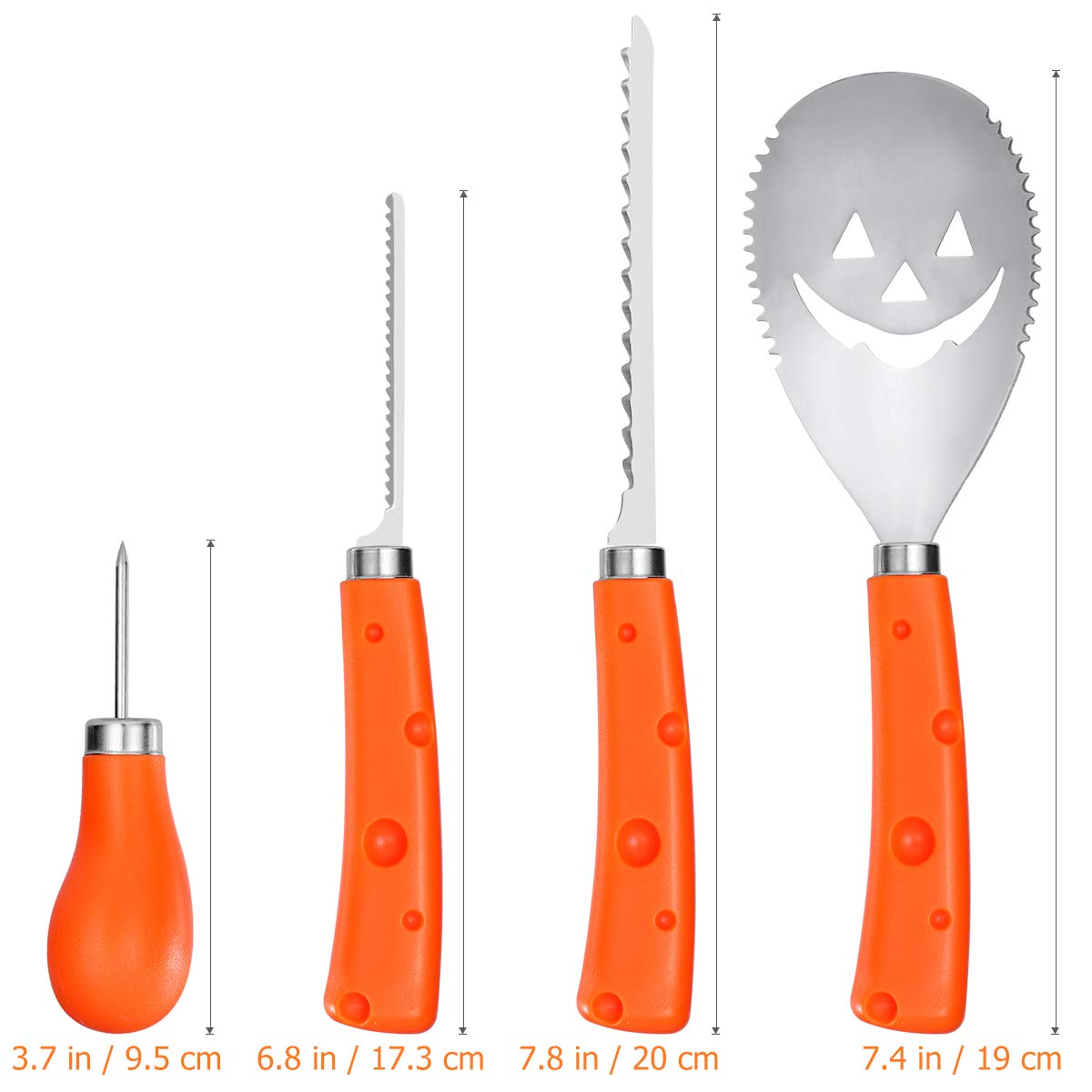 BESTonZON 4 Pack Pumpkin Carving Kit - Heavy Duty Stainless Steel Pumpkin Carving Tools for Kids and Adults Halloween Creative Carving