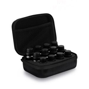 essential oil carrying case rectangle case for standard 5ml 10ml 15ml orificer bottle dropper bottle roller bottles protection for up to 12 bottles - bottles not included (black)