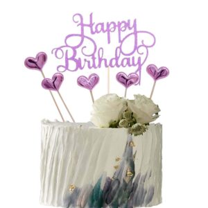 Purple Happy Birthday Cake Toppers letters"happy birthday "and love star,Party