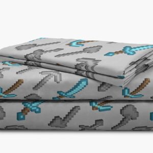 Jay Franco Minecraft Isometric Characters Full Sheet Set - Super Soft and Cozy Kid’s Bedding Features - Fade Resistant Polyester Microfiber Sheets (Official Minecraft Product)