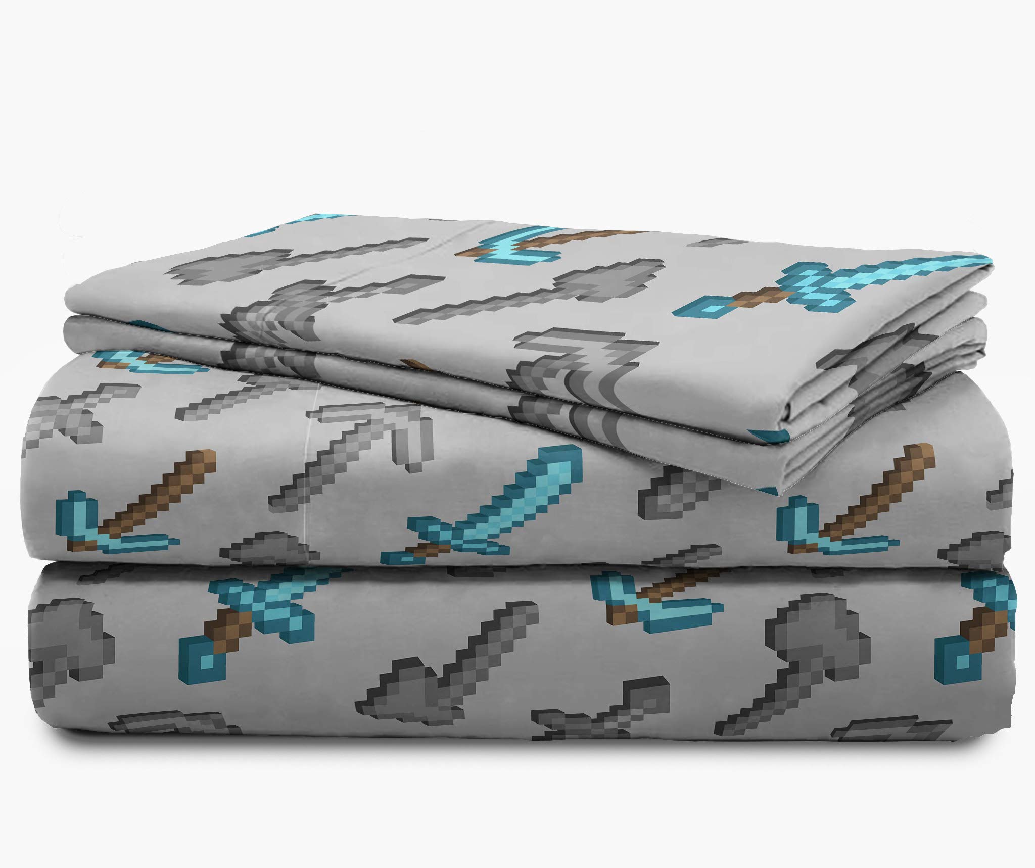 Jay Franco Minecraft Isometric Characters Full Sheet Set - Super Soft and Cozy Kid’s Bedding Features - Fade Resistant Polyester Microfiber Sheets (Official Minecraft Product)