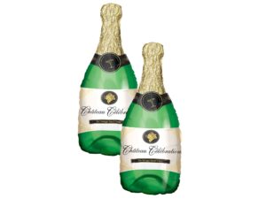 set of 2 green champagne bottle jumbo 36" foil celebration party balloons by anagram