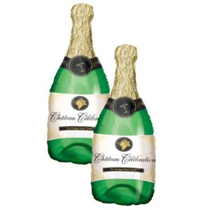 Set of 2 Green Champagne Bottle Jumbo 36" Foil Celebration Party Balloons by Anagram