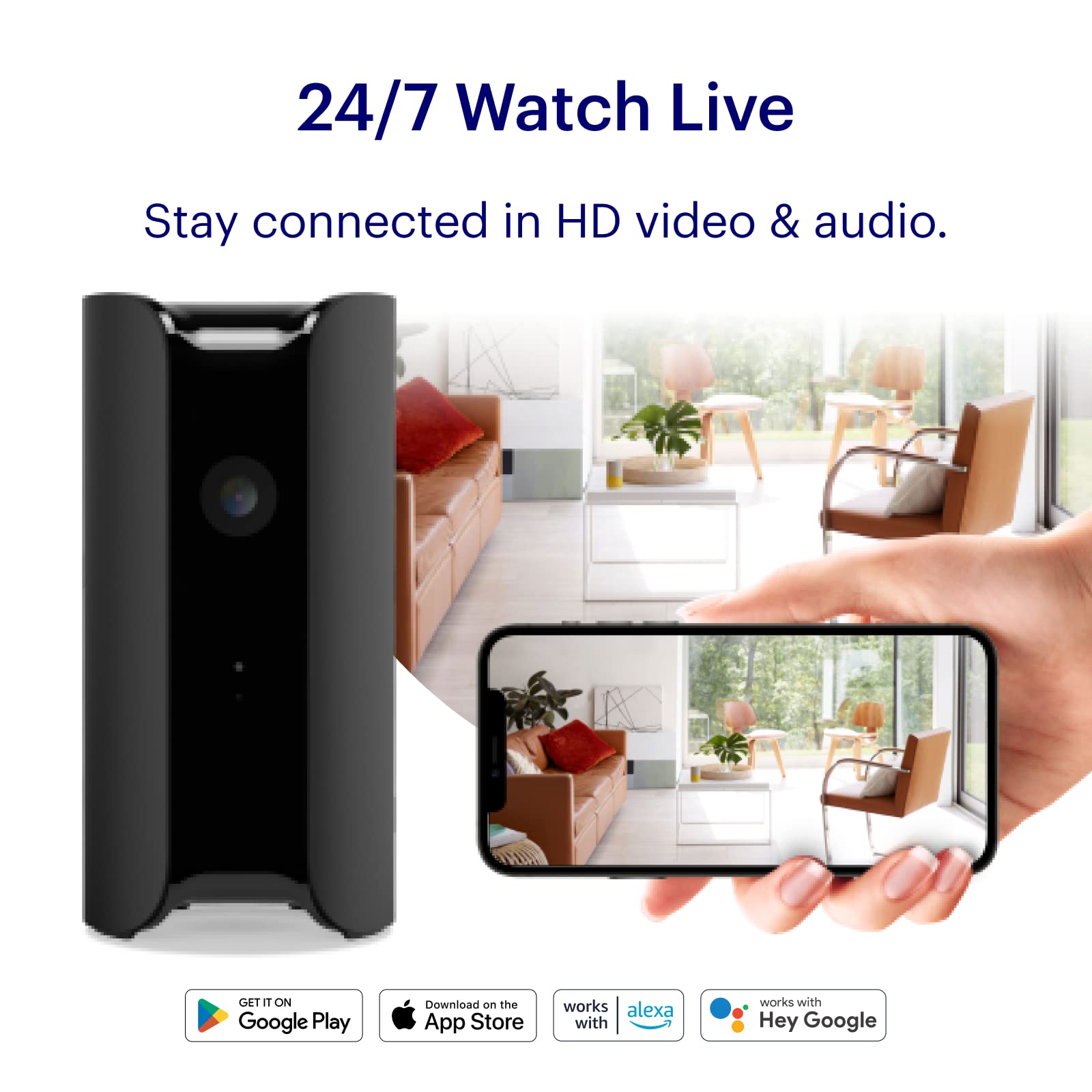 Canary Pro Indoor Home Security Camera 1080p HD WiFi IP | 24/7 Watch Live Video, Siren, Climate Monitor, Motion Alerts, Two-Way Talk, Night Vision, 10x Zoom, Private Mode, Works with Alexa and More