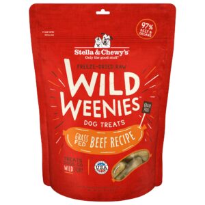 stella & chewy's freeze-dried raw wild weenies dog treats – all-natural, protein rich, grain free dog & puppy treat – great for training & rewarding – grass-fed beef recipe – 11.5 oz bag