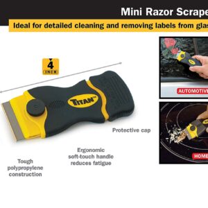 Titan Mini Scraper with 5 Metal and 10 Plastic Blades Razor Scraper for Removing Glue, Sticker, Decals, labels Tint from Car Window and Glass