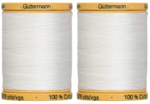 2-pack - gutermann natural cotton thread solids 876 yards each - white (800c 5709)