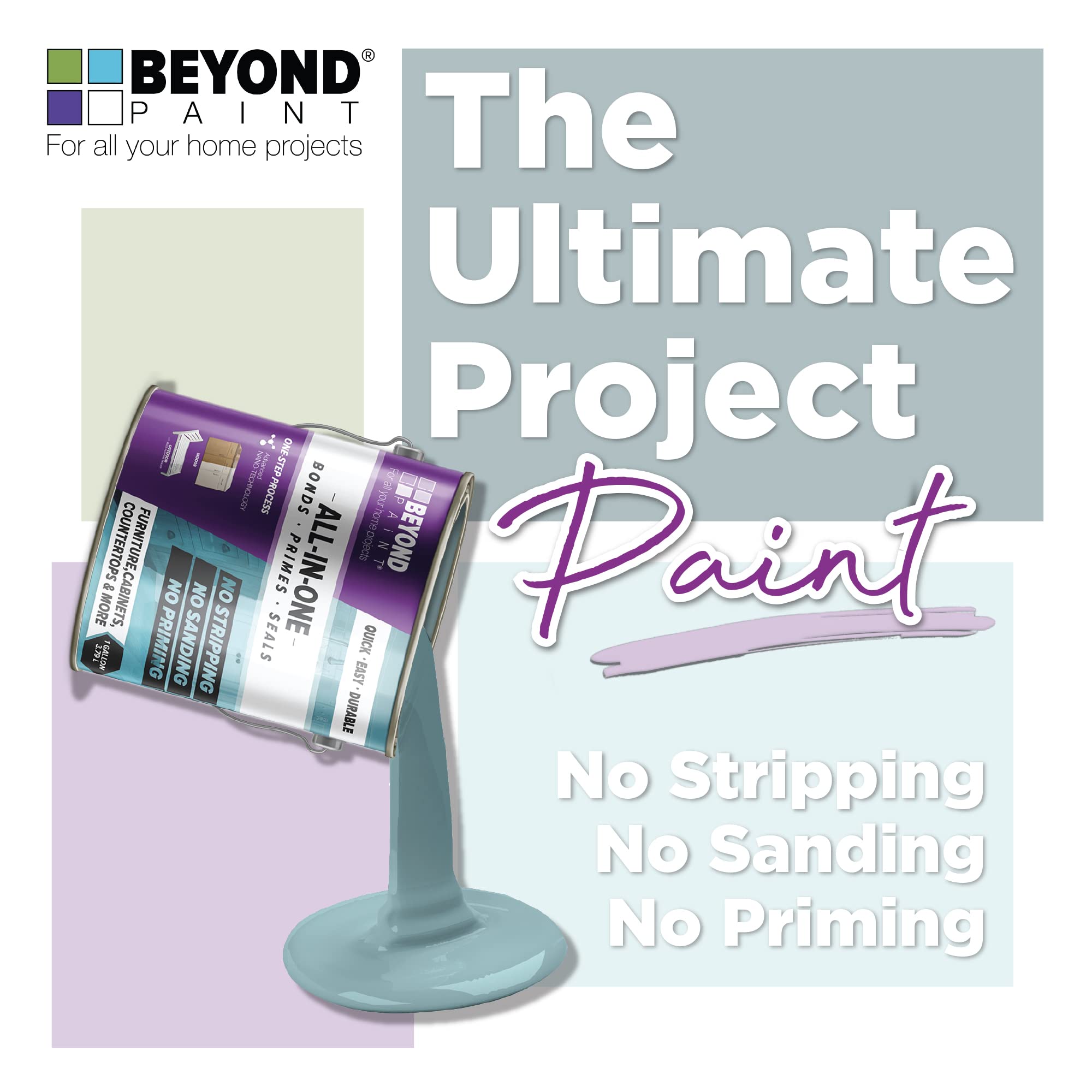 Beyond Paint All-in-One Refinishing Paint, No Sanding, Matte Finish for Cabinets, Countertops, Furniture and Doors, 1 Quart, Navy