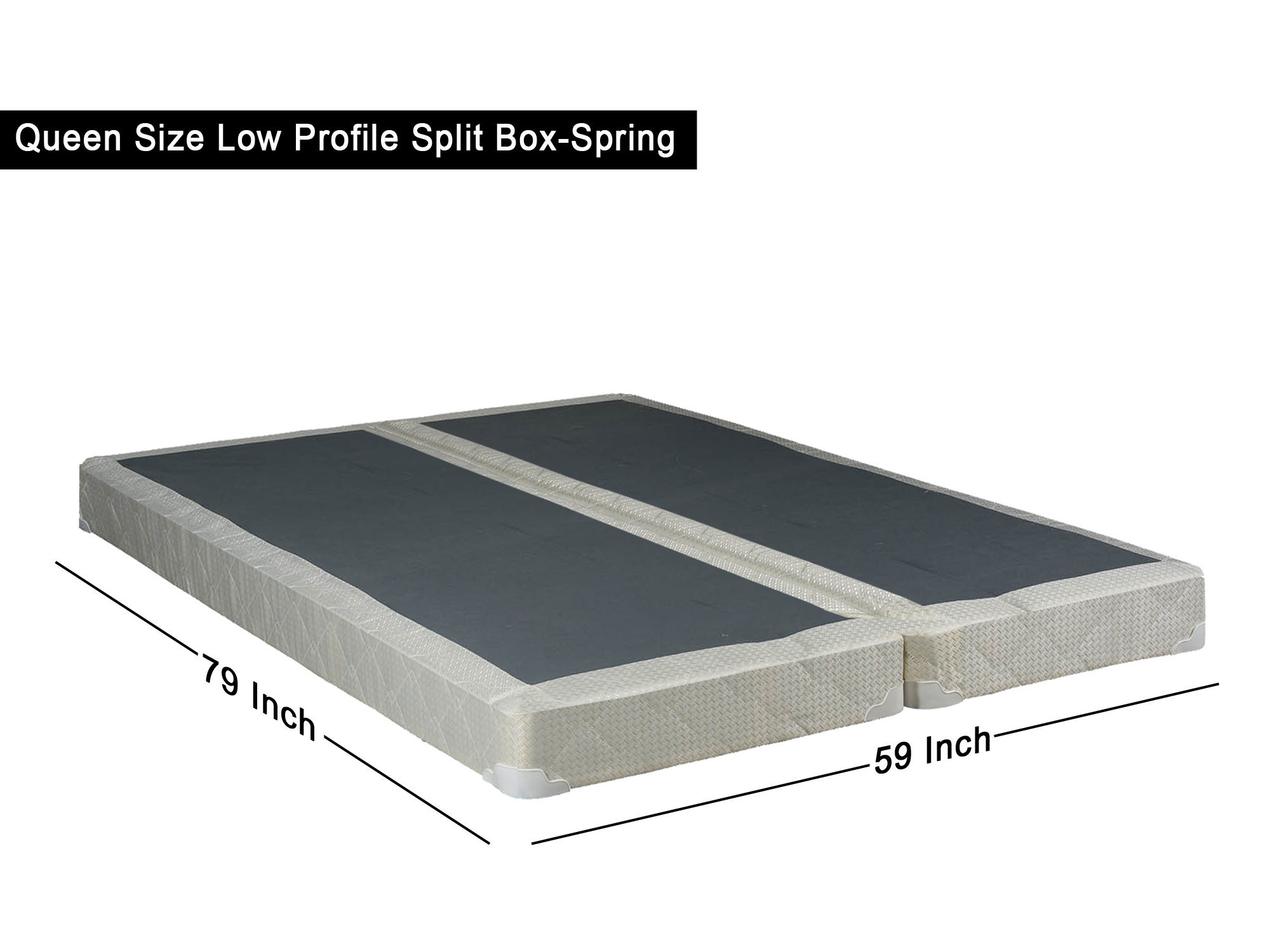 GREATON, Fully Assembled Long Lasting 4-Inch Split Box Spring for Mattress, Queen Size 79" x 59"