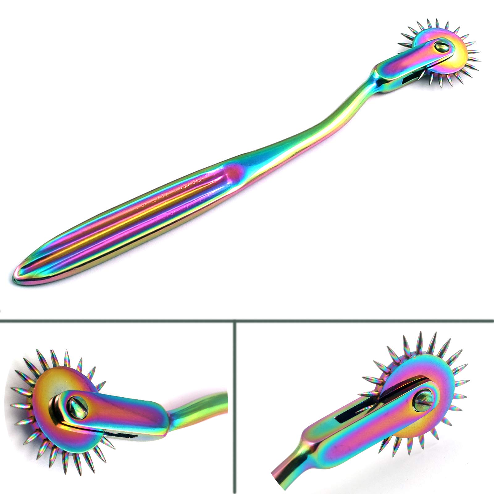 OdontoMed2011® Lot of 2 Pieces Rotating Spur Wartenberg Pinwheel 1 & 5 Heads Stainless Steel Multi Color Rainbow Pin Wheel Diagnostic Equipment