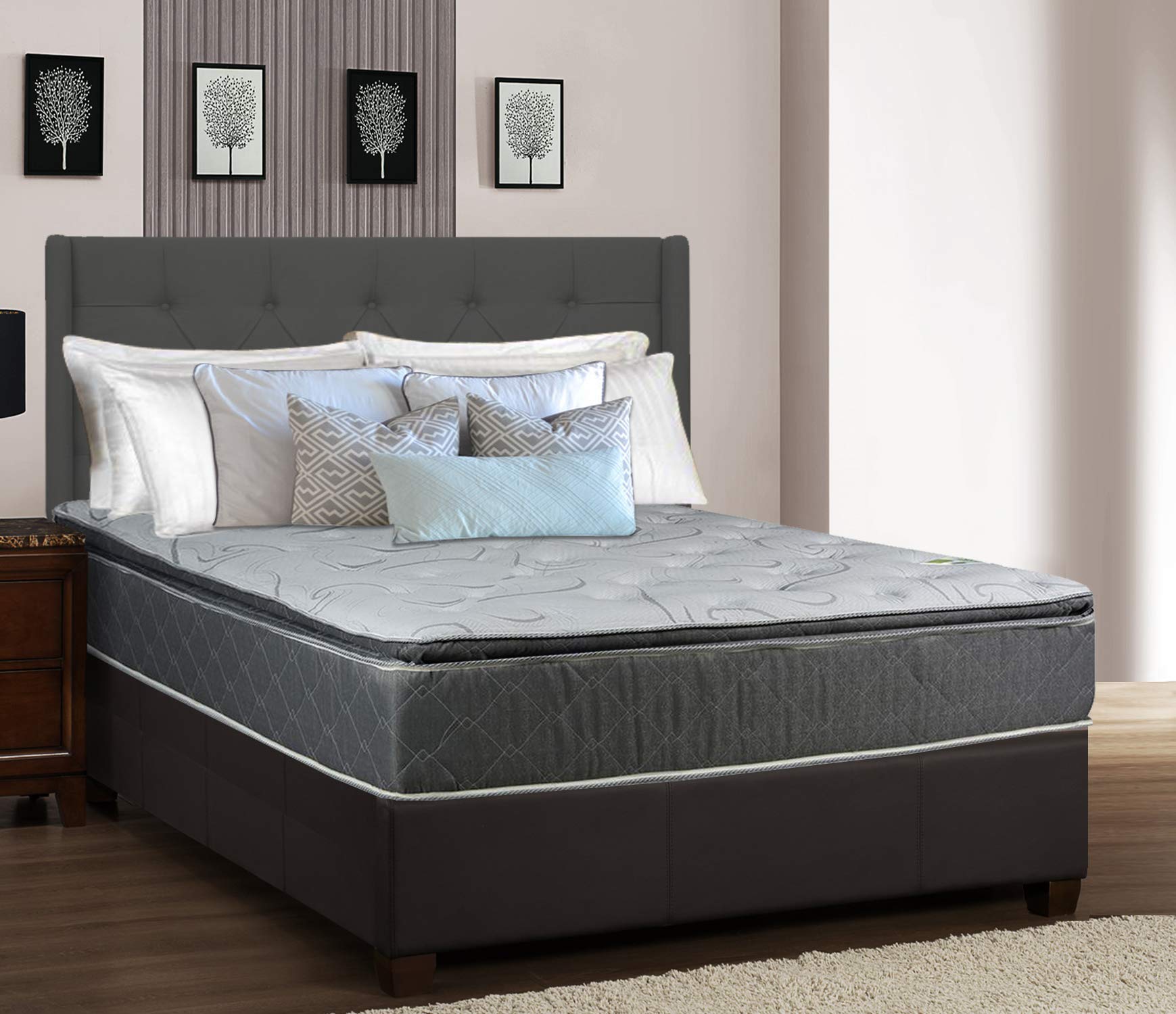 Greaton Fully Assembled Medium Plush Pillow Top Innerspring Mattress / 74x48 / Grey And And, 48-inch, Grey