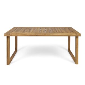 christopher knight home ann outdoor 69" acacia wood dining table, sandblast natural finish