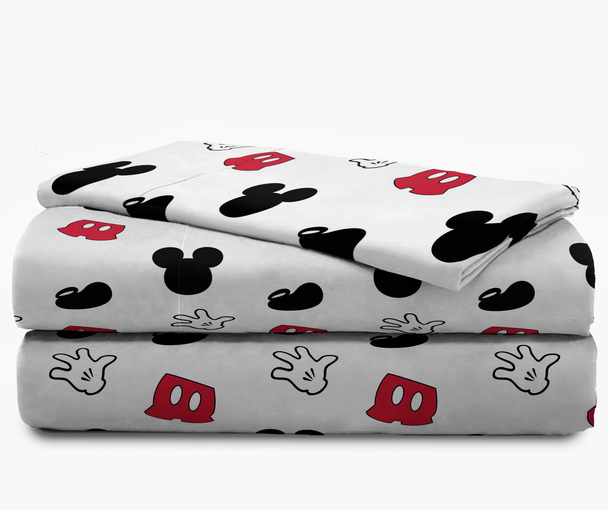 Jay Franco Disney Mickey Mouse Cute Faces Full Sheet Set - Super Soft and Cozy Kid’s Bedding - Fade Resistant Polyester Microfiber Sheets (Official Disney Product)