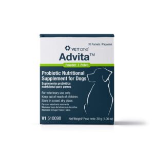 vetone: advita probiotic powder for dogs, a daily nutritional supplement to maintain immune system, appetite, & digestion in 30, 1g packets (6-pack)