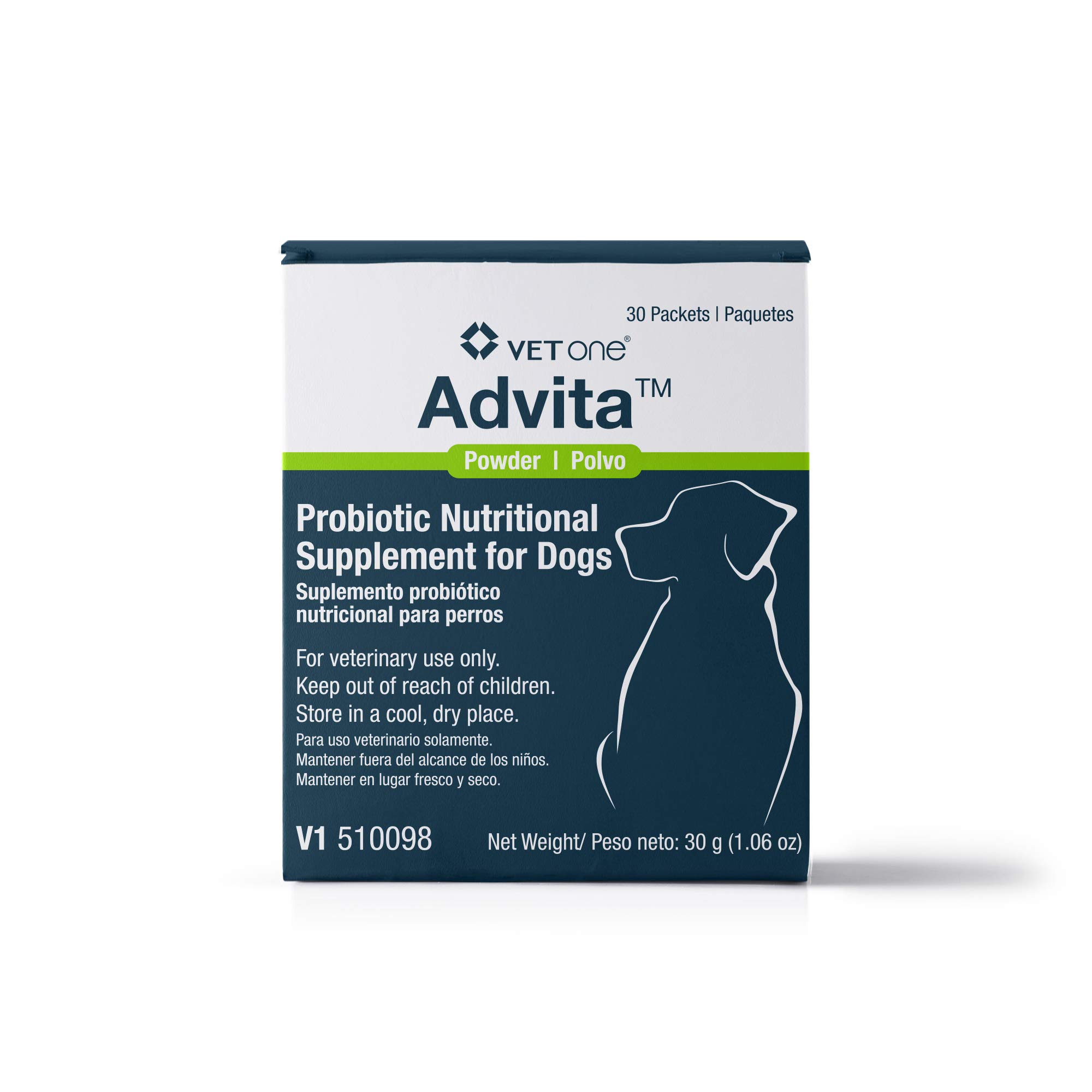 VetOne: Advita Probiotic Powder for Dogs, a Daily Nutritional Supplement to Maintain Immune System, Appetite, & Digestion in 30, 1g Packets (6-Pack)