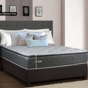 Greaton Fully Assembled Medium Plush Pillow Top Innerspring Mattress / 74x48 / Grey And And, 48-inch, Grey