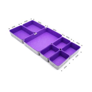 WELAXY Drawer organizers bins felt storage bin office organizer Shallow Small Desk organizer trays Draw dividers 7-pack (Violet)