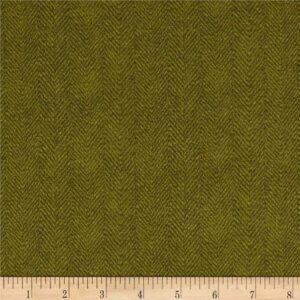 maywood studio woolies flannel herringbone green, fabric by the yard