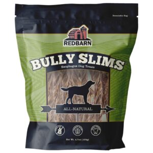 redbarn all-natural bully slims beef esophagus chew treats - premium grain-free high protein low fat rawhide alternative with no artifical ingredients - 4.7 oz bag