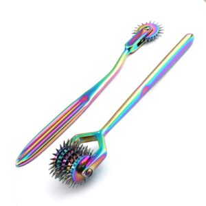 odontomed2011® lot of 2 pieces rotating spur wartenberg pinwheel 1 & 5 heads stainless steel multi color rainbow pin wheel diagnostic equipment