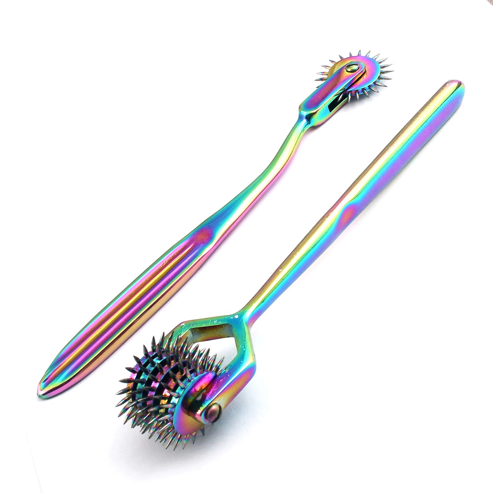 OdontoMed2011® Lot of 2 Pieces Rotating Spur Wartenberg Pinwheel 1 & 5 Heads Stainless Steel Multi Color Rainbow Pin Wheel Diagnostic Equipment