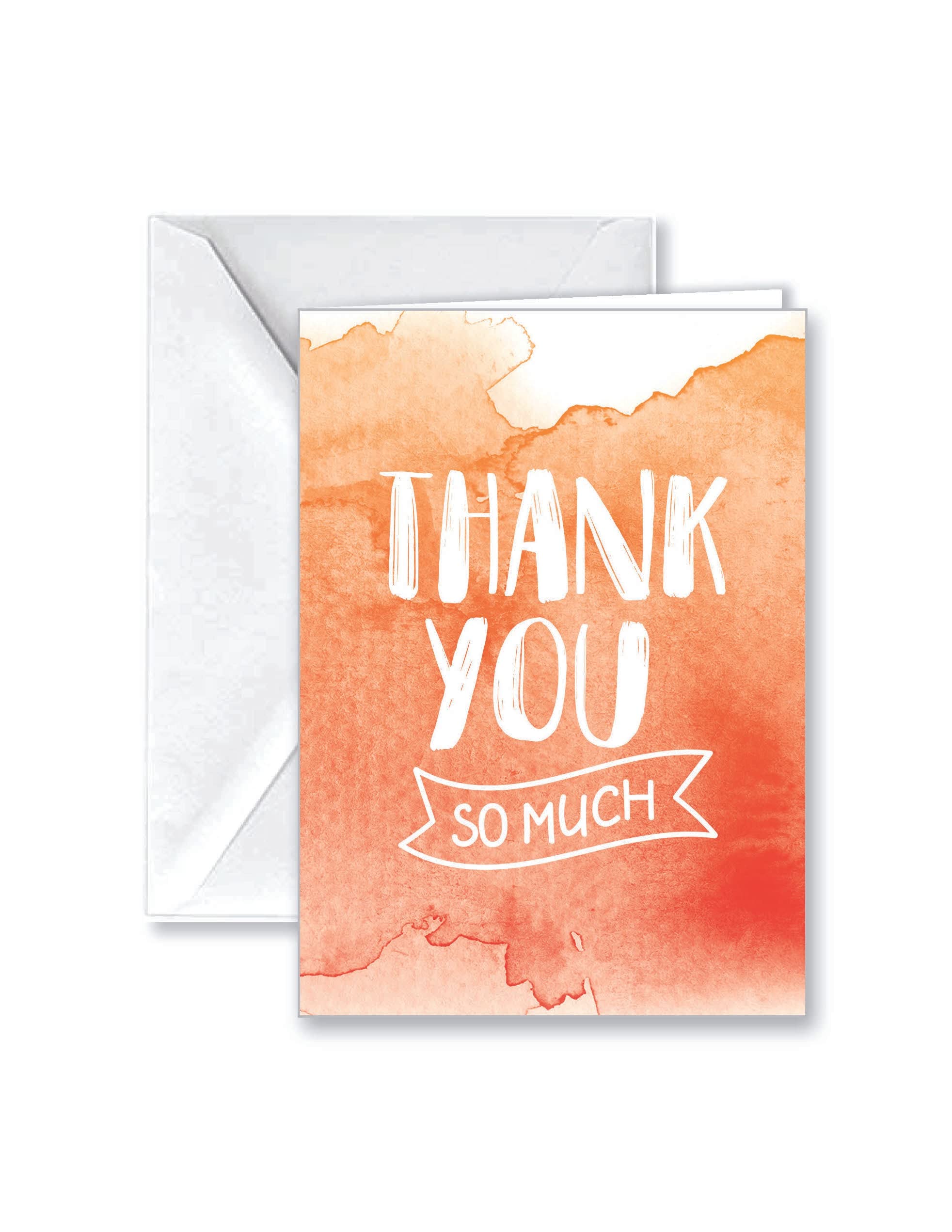 Paper Frenzy Watercolor Appreciation Thank You Note Cards and White Envelopes - 25 pack