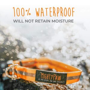 Mighty Paw Waterproof Dog Collar - Smell-Proof Active Gear - Reflective Stripe Coated Nylon Webbing - Dog Swim Collar - Smell Resistant Dog Collar - Dog Collar for All Dog Breeds - (Orange, Medium)