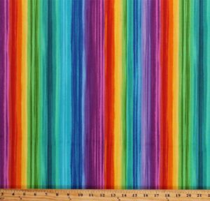 cotton rainbow stripes bright colors multi-color striped cotton fabric print by the yard (pavilion-c6323-bright)