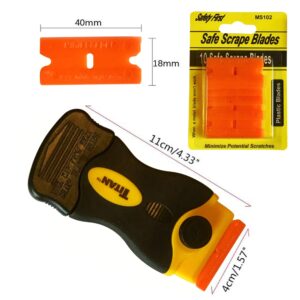 Titan Mini Scraper with 5 Metal and 10 Plastic Blades Razor Scraper for Removing Glue, Sticker, Decals, labels Tint from Car Window and Glass