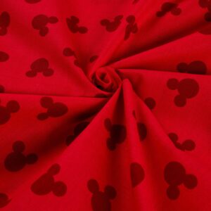 Springs Creative Products Disney Mickey Cotton Tossed Mickey Head Dot Quilt Fabric, Red, Quilt Fabric By The Yard