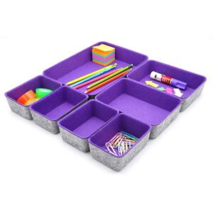 welaxy drawer organizers bins felt storage bin office organizer shallow small desk organizer trays draw dividers 7-pack (violet)