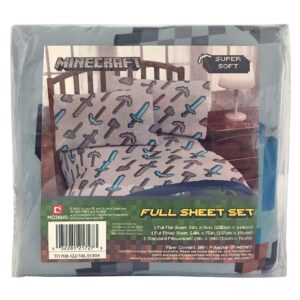 Jay Franco Minecraft Isometric Characters Full Sheet Set - Super Soft and Cozy Kid’s Bedding Features - Fade Resistant Polyester Microfiber Sheets (Official Minecraft Product)