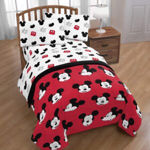 Jay Franco Disney Mickey Mouse Cute Faces Full Sheet Set - Super Soft and Cozy Kid’s Bedding - Fade Resistant Polyester Microfiber Sheets (Official Disney Product)