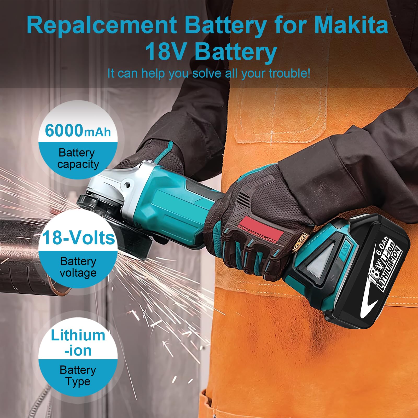 Moticett Replacement Battery for Makita 18V Battery 6.0Ah BL1815 BL1850B BL1860B BL1860 BL1830 BL1840 Compatible with Makita Battery 18V Cordless Power Tools 4Packs