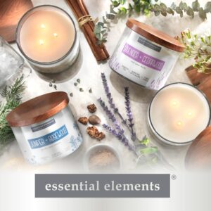 Essential Elements by Candle-lite Scented Candles, Lavender & Cedarwood Fragrance, One 14.75 oz. Three-Wick Aromatherapy Candle with 45 Hours of Burn Time, Off-White Color