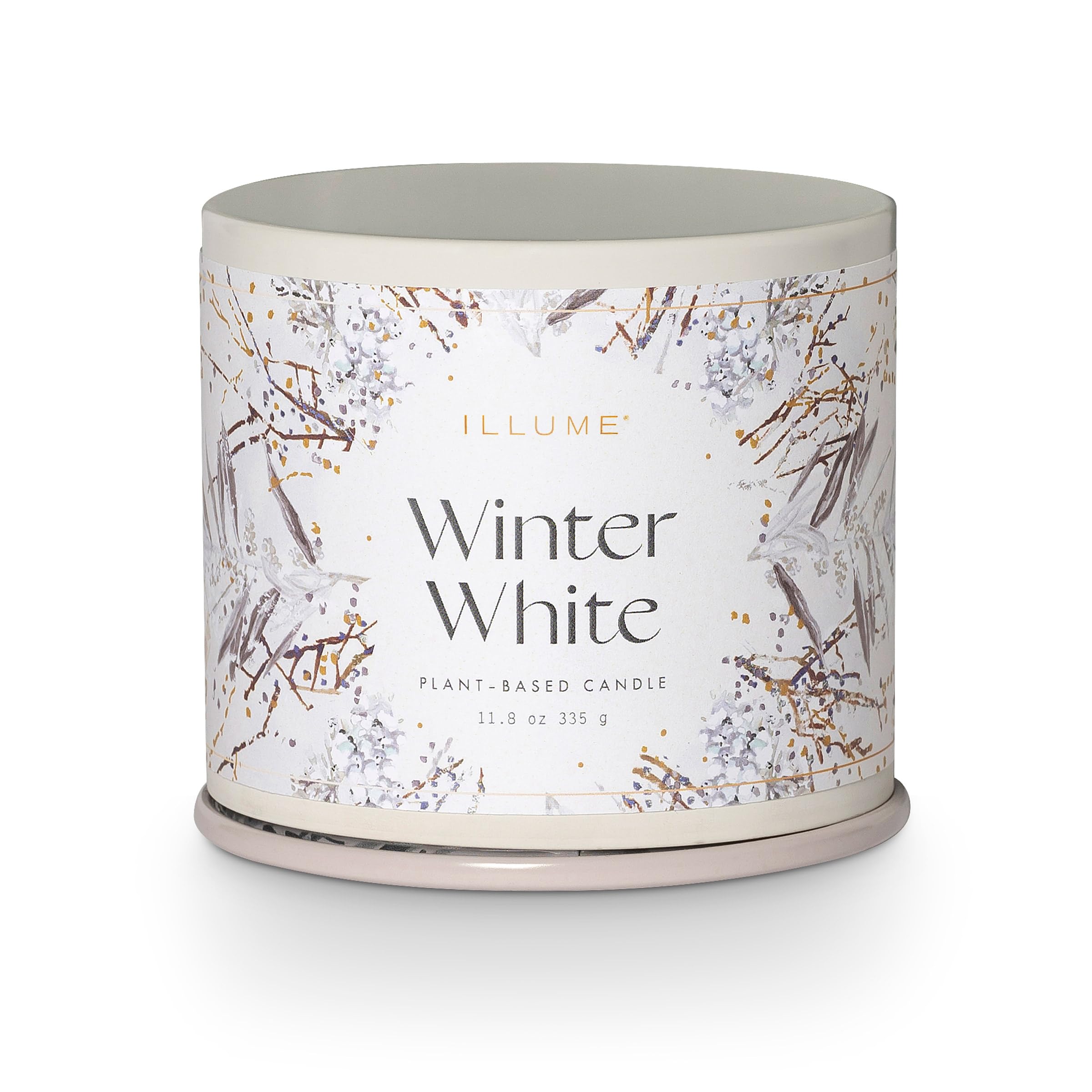 ILLUME Noble Holiday Collection Winter White Small Luxe Box Sanded Mercury Glass Candle, 9 oz