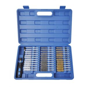 38pc industrial wire brush set 1/4" hex shank long ext. stainless steel nylon