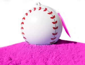 j&m gender reveal baseball for baby showers and reveal parties - 100% all natural holi powder (pink)