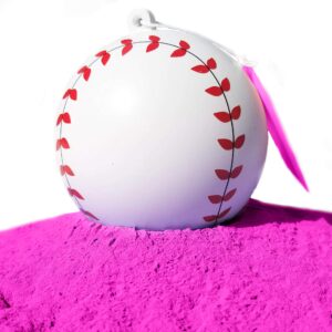 J&M Gender Reveal Baseball for Baby Showers and Reveal Parties - 100% All Natural Holi Powder (Pink)