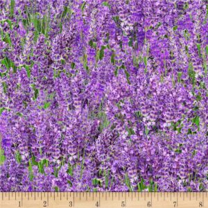 elizabeth studio landscape medley floral lavender, fabric by the yard