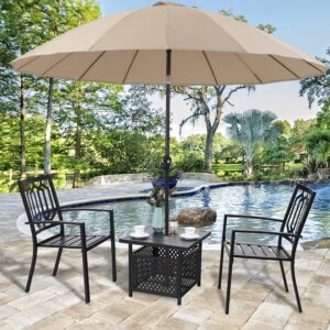 PHI VILLA 22'' x 22 '' Outdoor Umbrella Side Table Stand Patio Bistro Table with Umbrella Hole，Black