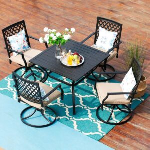 PHI VILLA Outdoor Swivel Chair Patio Furniture Sets with Arm Seat Cushion for Garden Backyard Rocker Chairs - 2 PC