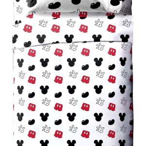 Jay Franco Disney Mickey Mouse Cute Faces Full Sheet Set - Super Soft and Cozy Kid’s Bedding - Fade Resistant Polyester Microfiber Sheets (Official Disney Product)