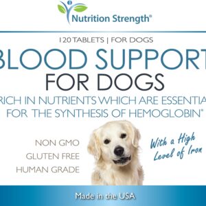 Nutrition Strength Blood Support for Dogs, Supplement for Anemia in Dogs, Promotes Red Blood Cell Health, with a High Level of Iron, Vitamin B12, Organic Spirulina and Purpurea, 120 Chewable Tablets