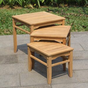 cambridge casual arie nesting side table, teak wood/natural teak