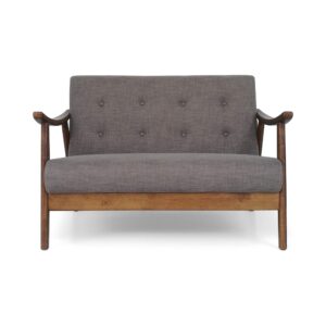 christopher knight home buda mid-century modern settee, dark gray, brown