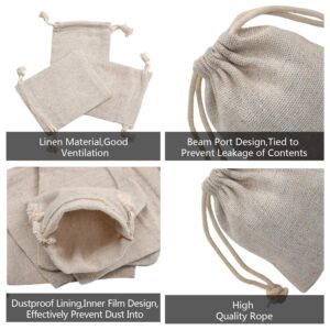 calary 50pcs Double Canvas Drawstring Bag Cotton Pouch Gift Sachet Bags Muslin Bag Reusable Tea Bag 2.75x4 Inch