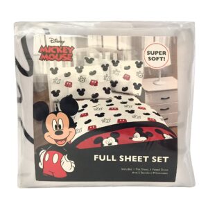 Jay Franco Disney Mickey Mouse Cute Faces Full Sheet Set - Super Soft and Cozy Kid’s Bedding - Fade Resistant Polyester Microfiber Sheets (Official Disney Product)